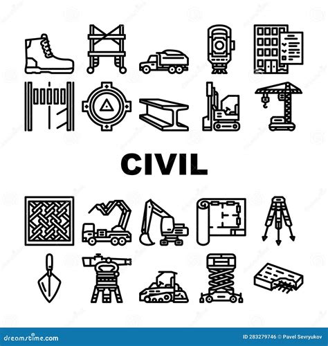 Civil Engineer Construction Icons Set Vector Stock Illustration Illustration Of Line