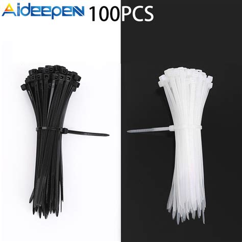 Aideepen 100pcs Black Nylon Cable Tie 25x100mm25x150mm25x200mm