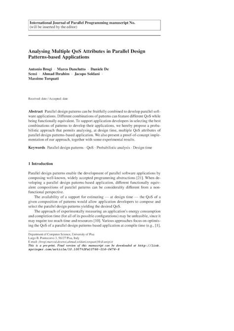 pdf analysing multiple qos attributes in parallel design