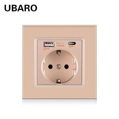 Розетка электрическая одинарная с Usb и Type C входами в стандартный подрозетник рамка