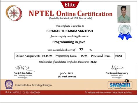 Tukaram Biradar On Linkedin Nptel Certificate