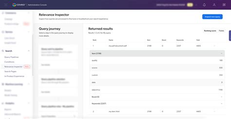 relevance inspector coveo platform
