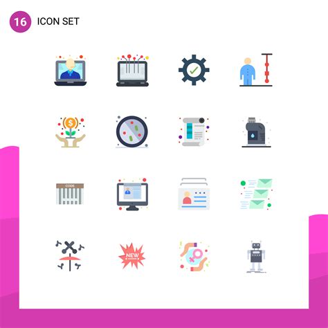 Stock Vector Icon Pack Of 16 Line Signs And Symbols For Flower People Gear Corporate Management