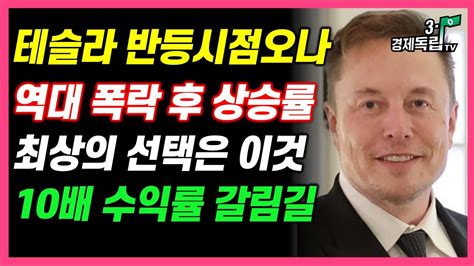 테슬라 반등시점 임박했나 역대급 폭락후 상승률 최상의 선택은 이것 10배 수익률 갈림길 31경제독립tv Youtube