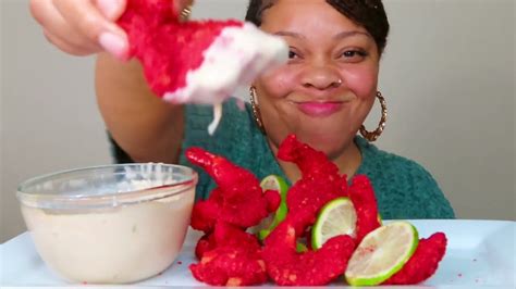 Hot Cheetos Shrimp Seafood Boil Mukbang Dipped In Queso Cheese Sauce