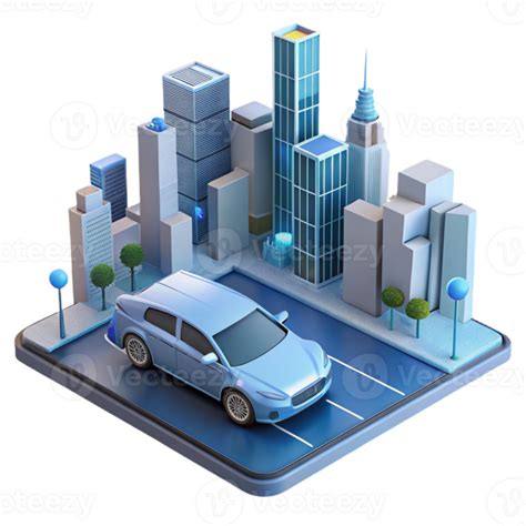 Beautiful Artistic A Self Driving Car Navigating A Complex Cityscape