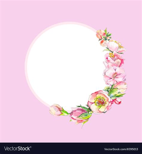 Pink Watercolor Flowers Frame Royalty Free Vector Image