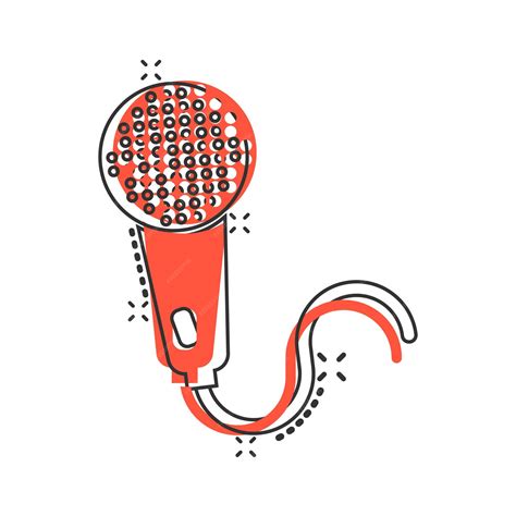 Premium Vector Microphone Icon In Comic Style Mic Broadcast Vector