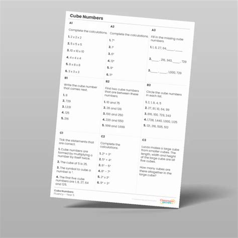 Year 5 Cube Numbers Fluency Matrix Resource Classroom Secrets