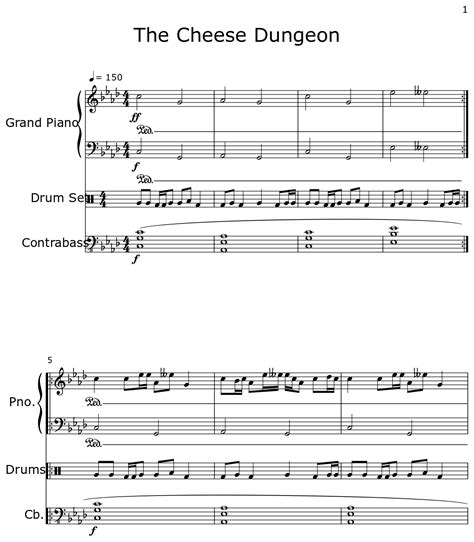 The Cheese Dungeon Sheet Music For Piano Drum Set Contrabass
