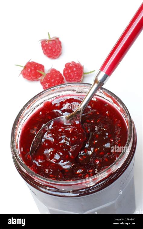 Raspberry Jam Raspberry Jam Spoon Raspberry Rubus Idaeus Stock