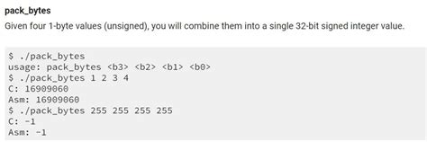 Solved Packbytes Given Four 1 Byte Values Unsigned You