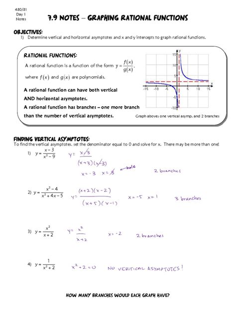 day 1 notes graphing rational functions keyed pdf asymptote