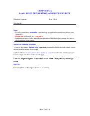 LAB Ch Docx CHAPTER SIX LAB HOST APPLICATION AND DATA SECURITY Babe Name Stu ID