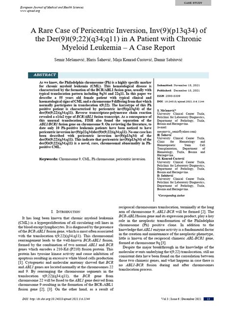 A Rare Case Of Pericentric Inversion Inv9p13q34 Of Pdf