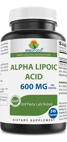 Ácido Alfa Lipoico Alpha Lipoic Acid 600 Mg Antioxidante Cuotas Sin