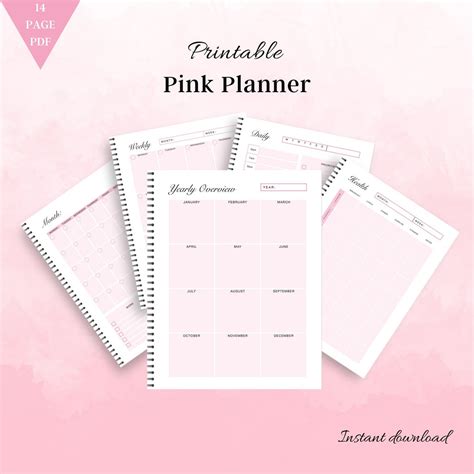 Pink Printable Planner Undated Planner Planner Inserts Life