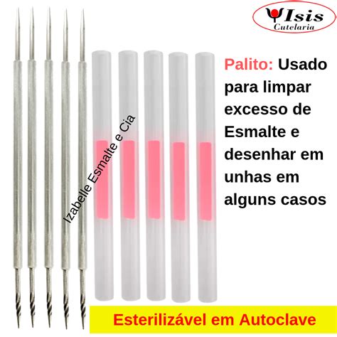 5 Palitos Duplo Inox Manicure Isis Cutelaria 5 Mola Silicone Shopee