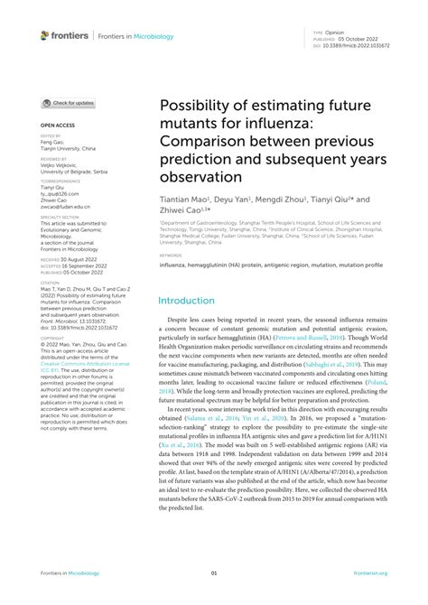 Pdf Possibility Of Estimating Future Mutants For Influenza
