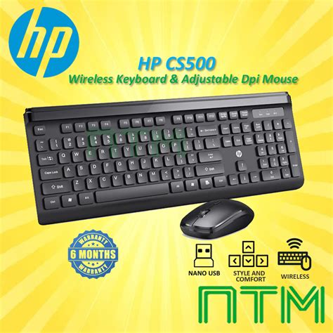 Hp Cs500 2 4ghz Wireless Keyboard And Mouse Combo With Plug And Play 104 Keycap Keyboard