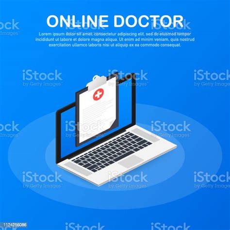 문자로 의사 온라인 개념입니다 웹 배너 인포 그래픽 영웅 이미지에 대 한 사용할 수 있습니다 벡터 일러스트입니다 0명에 대한