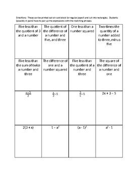 Variable Expressions Mix And Match By Richard Dennny TpT