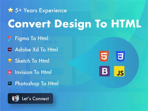 PSD Figma Adobe XD Sketch To HTML CSS Bootstrap JavaScript