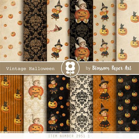Vintage Halloween Paper Halloween Digital Paper Pack Junk Journal
