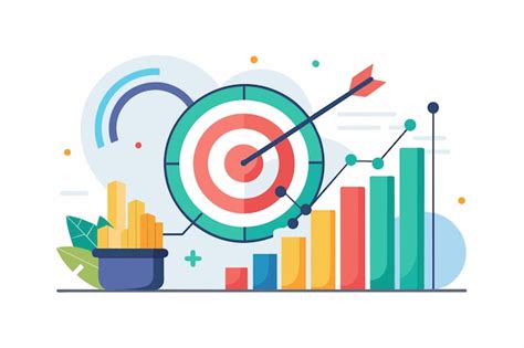 premium vector dart dart hits bulls eye at the center of a bar chart