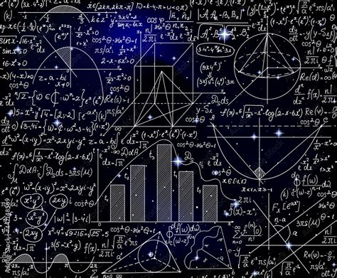 Scientific Space Vector Seamless Background With Handwritten Math And Physics Formulas
