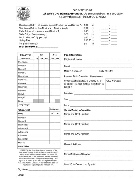 Fillable Online Registration Services Continental Kennel Club Ckc
