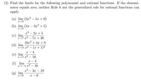 solved 2 find the limits for the following polynomial and