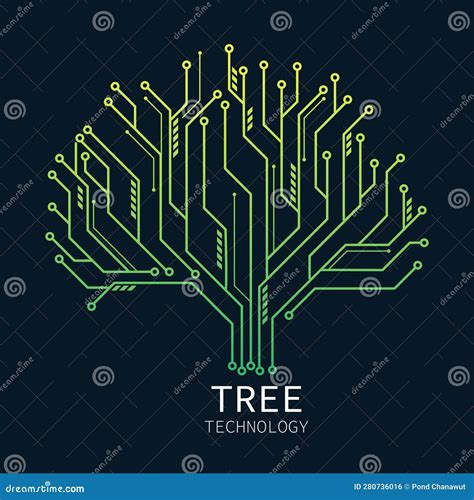 Tree Data Digital Technology Network Symbol Green Line Circuit Ecology Business Tree Network