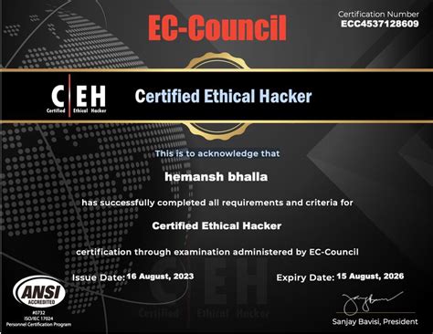 Hemansh Bhalla On Linkedin Ceh Cehv12 V12 Hacking Pentesting Cybersecurity