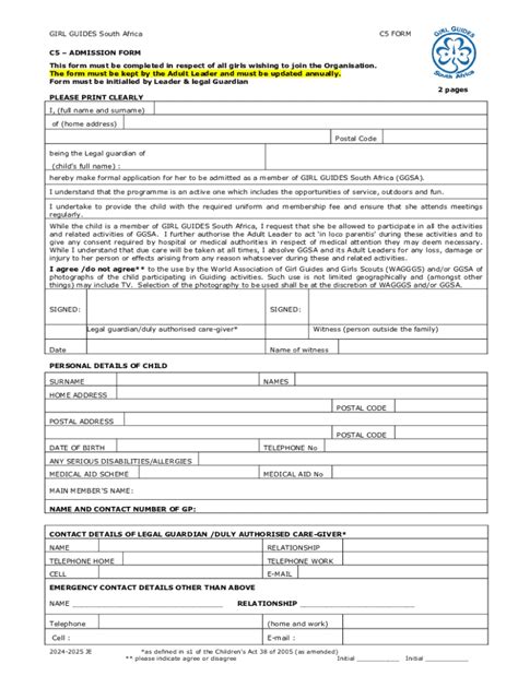 Fillable Online C5 Admission Form Fax Email Print Pdffiller