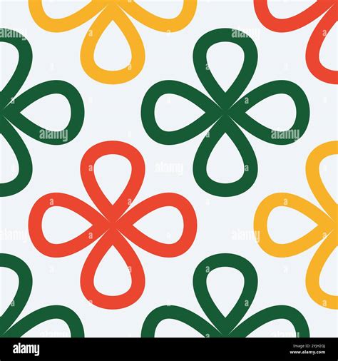 Collection Of Vibrant Seamless Linear Patterns With Clover Shapes On A