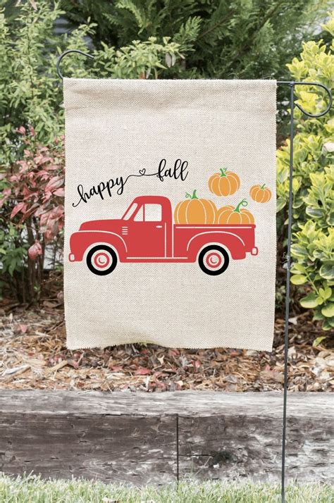 Happy Fall Red Truck Garden Flag Flag Outdoor Flag Fall Etsy Fall