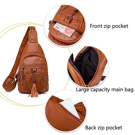 Zttd Women Chest Bag Sling Bag Small Crossbody Pu Leather Satchel