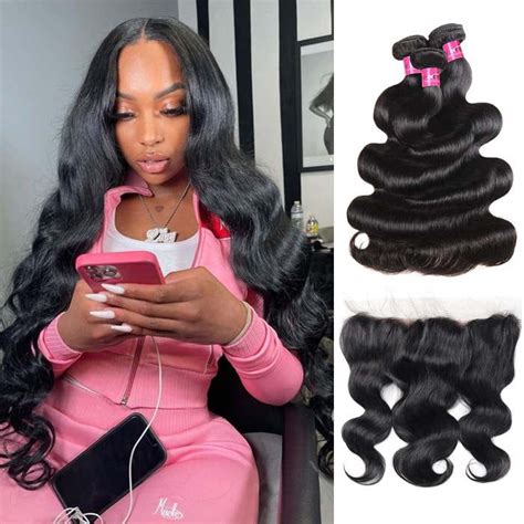 Body Wave Hair 3 Bundles With 13x4 Lace Frontal Indian Hair Bundles