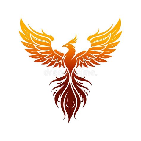 Ilustración Vectorial De La Silueta De Ave Fénix En Fondo Blanco