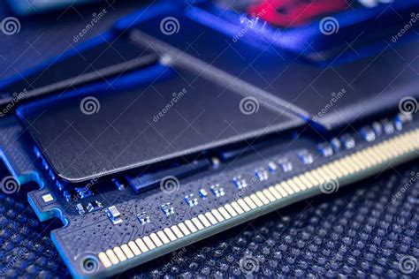 Ddr4 Dram Computer Memory Hardware Macro In Blue Stock Image Image Of Closeup Card 288398299