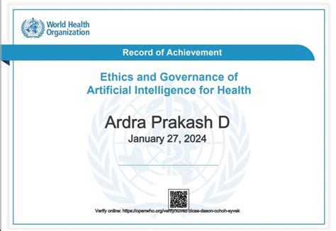 ai in health course by who ardra prakash d posted on the topic linkedin