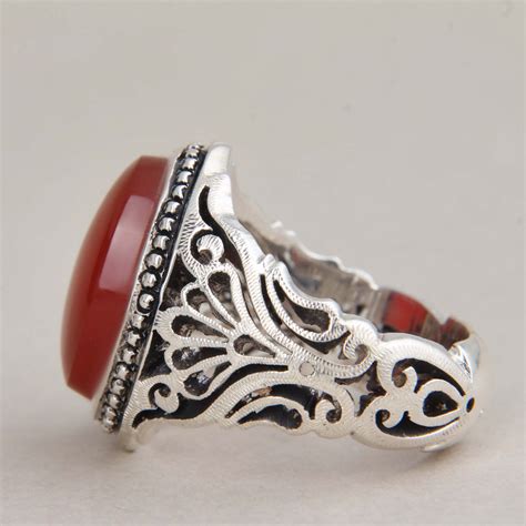 قیمت و خرید انگشتر نقره مردانه بازرگانی میلادی مدل سنگ عقیق یمانی رکاب دست ساز کد Am2541