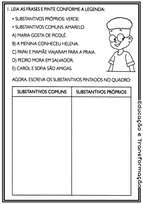 Substantivos Comuns E Pr Prios Atividade Para Trabalhar Os Substantivos