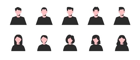남성과 여성을 포함하는 아바타 프로필 아이콘 세트 아바타 사진 사용자 사진 및 프로필에 유용 프리미엄 벡터