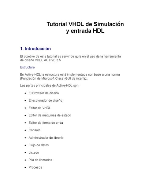 Tutorial Vhdl De Simulación Y Entrada Hdl Pdf Vhdl Ventana