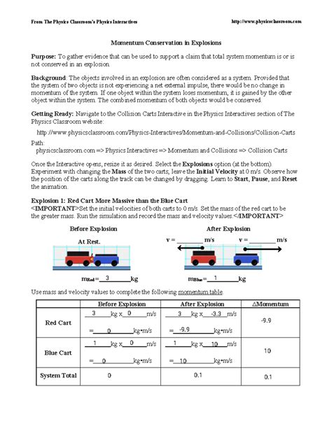 Eliza Ratskoff Explosions From The Physics Classrooms Physics Interactives Physicsclassroom