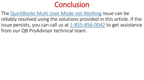 PPT A Quick And Easy Guide To Fix QuickBooks Multi User Mode Not Working PowerPoint