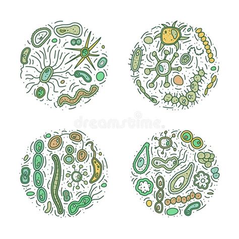 Bacteria Cells Set Composition Vector Illustration Stock Vector