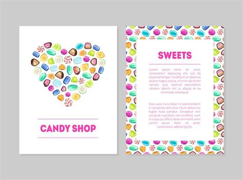 Premium Vector Candy Shop Banner Templates Set With Colorful Sweets